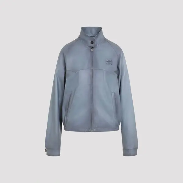 Miu Miu Lamb Leather Jacket - Blue