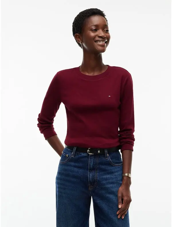 Tommy Hilfiger Long-sleeve Crewneck T-shirt - Burgundy