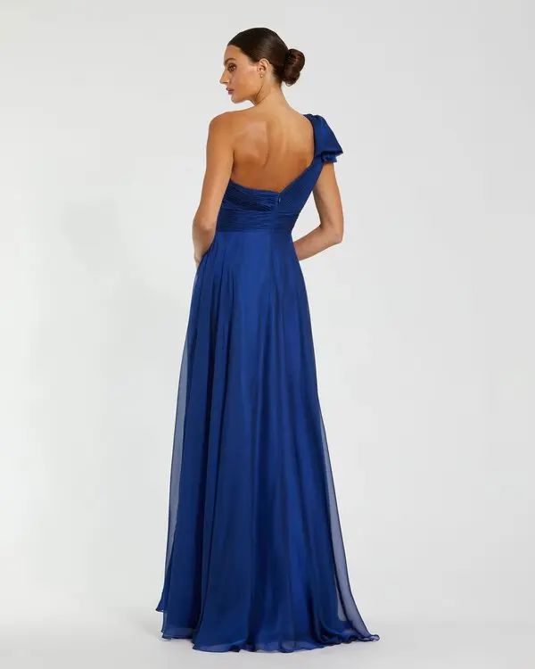 Mac Duggal Petite Sleeveless One Shoulder Gown - Blue