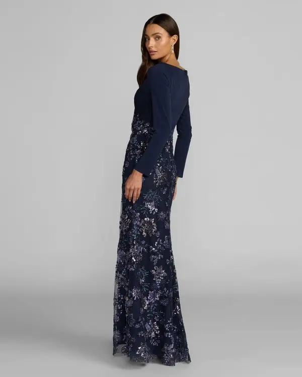 Mac Duggal Floral Sequin And Beaded Embroidered Trumpet Gown