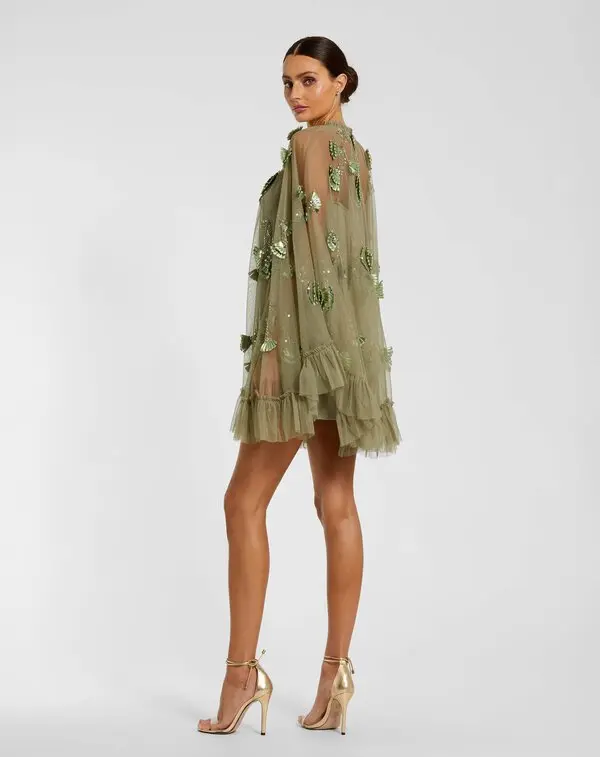 Mac Duggal Embellished Long Sleeve Trapeze Dress