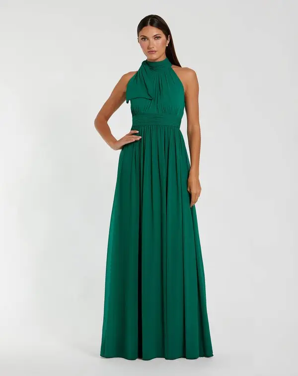 Mac Duggal Petite A Line Gown With High Neckline - Green