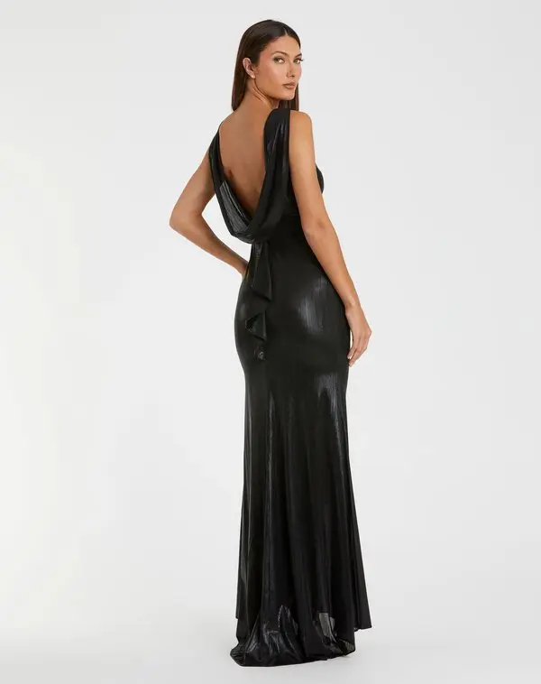 Mac Duggal Petite Metallic Jersey Column Gown