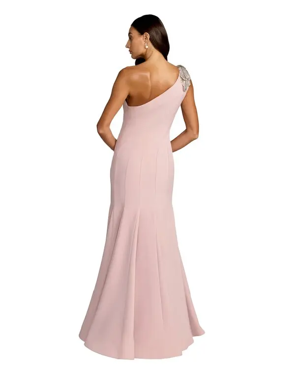 Mac Duggal Crepe Gown With Embellished Flower Detail - Pink