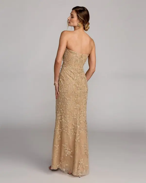 MAC DUGGAL COLLECTION Strapless Embellished Lace Gown