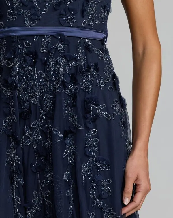 Mac Duggal Floral Embellished Cap Sleeve Gown