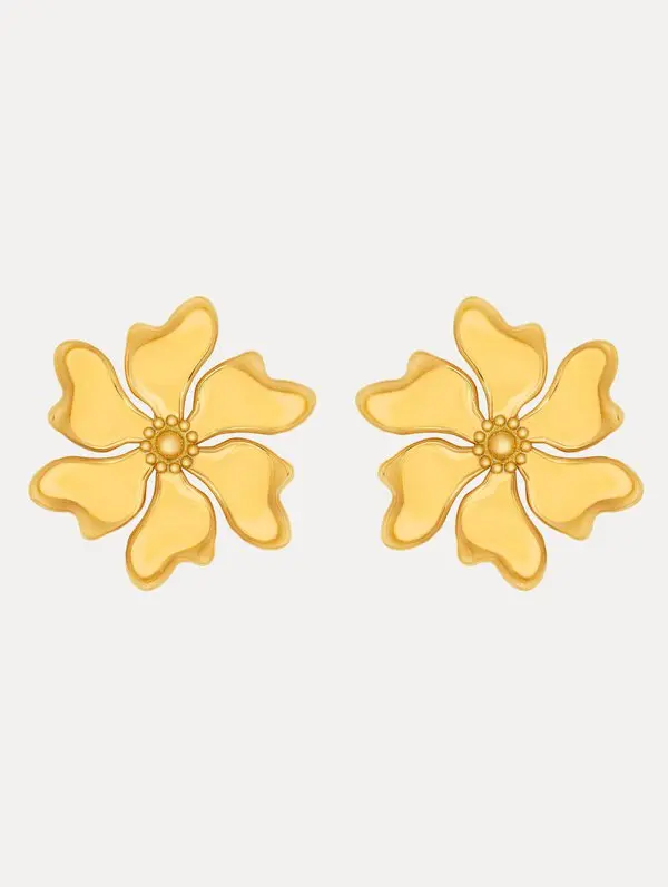 Oscar De La Renta Enamel Cherry Blossom Earrings - Yellow