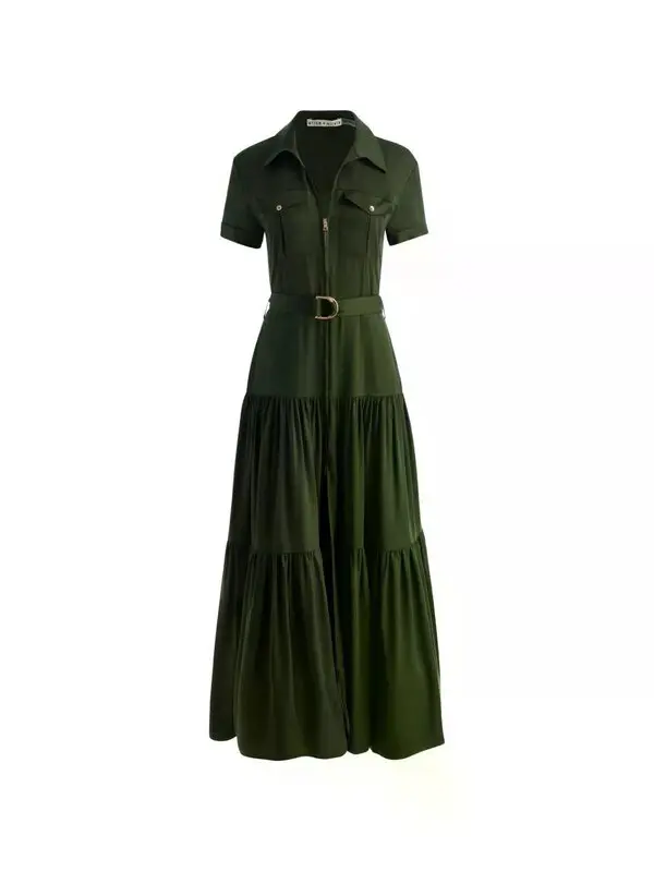 Alice + Olivia Tiered Utility Maxi Shirt Dress