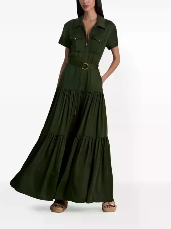 Alice + Olivia Tiered Utility Maxi Shirt Dress