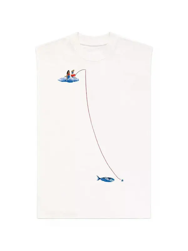 Farm Rio Graphic Print Sleeveless T-shirt - Neutrals