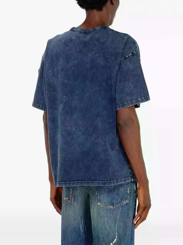 DIESEL® Relaxed Cotton T-shirt With Oval-d Applique - Blue
