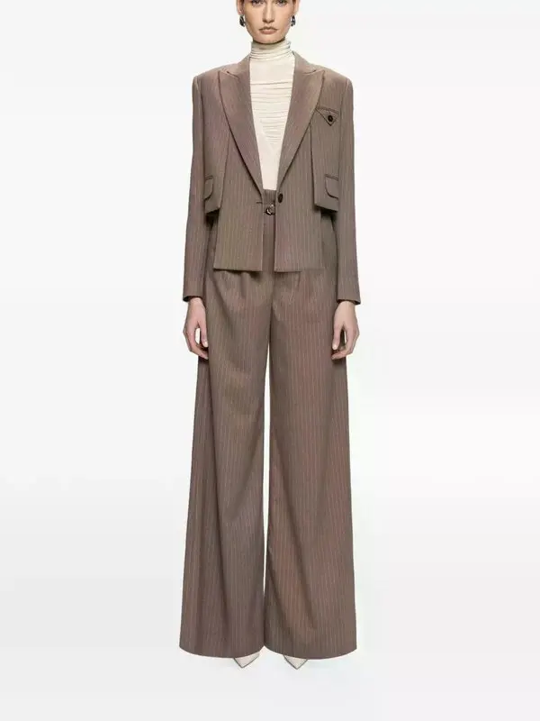 NISSA Pinstriped Wide-leg Trousers With Belt