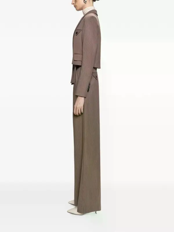 NISSA Pinstriped Wide-leg Trousers With Belt