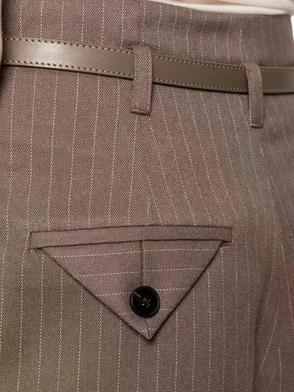NISSA Pinstriped Wide-leg Trousers With Belt