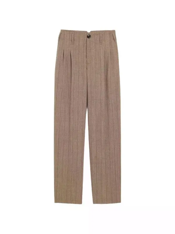AMI Paris Striped Wool Two-pleat Trousers