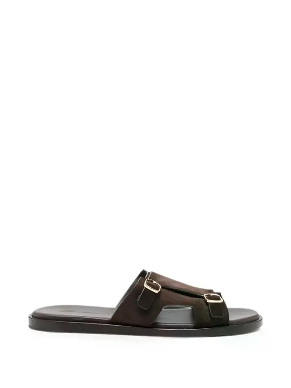 Santoni Double Buckle Suede Sandals