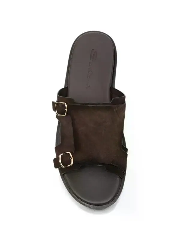 Santoni Double Buckle Suede Sandals