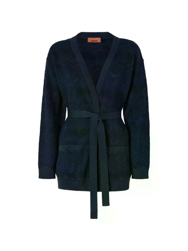 Missoni Zigzag-knit Belted Cardigan