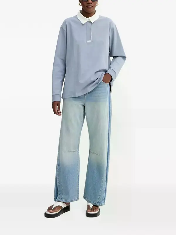 Munthe Long-sleeve Polo Top With Button Placket