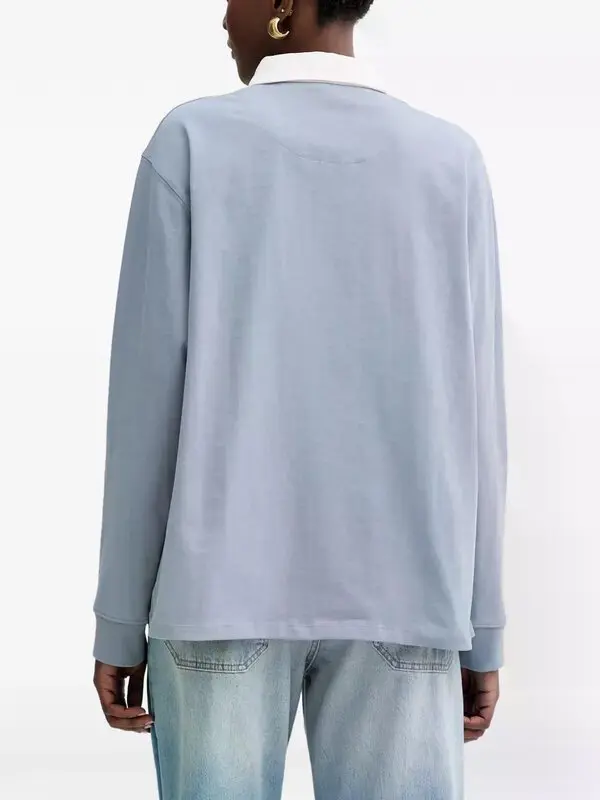 Munthe Long-sleeve Polo Top With Button Placket
