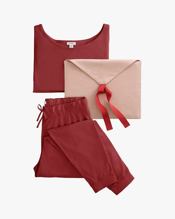 Cuyana Drape-back Sleep Set - Cherry