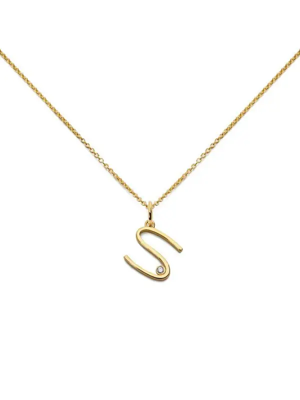 Monica Vinader 18k Vermeil Solitaire Diamond Initial S Pendant - Gold