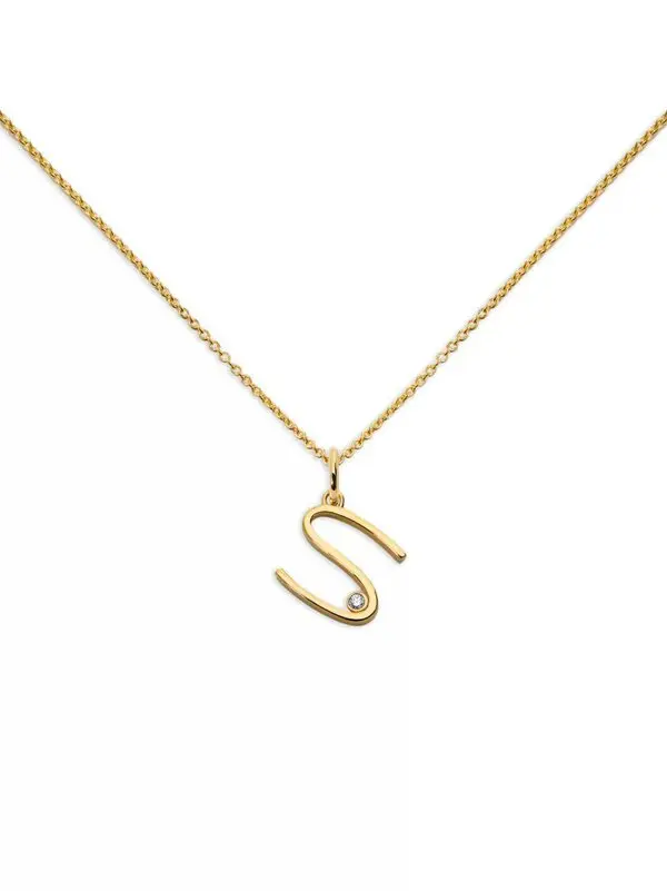 Monica Vinader 18k Vermeil Solitaire Diamond Initial S Pendant