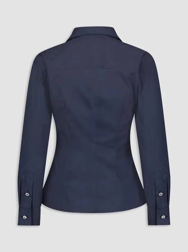 CALLAS MILANO Permanent Collection Savile Stretch Poplin Shirt - Navy