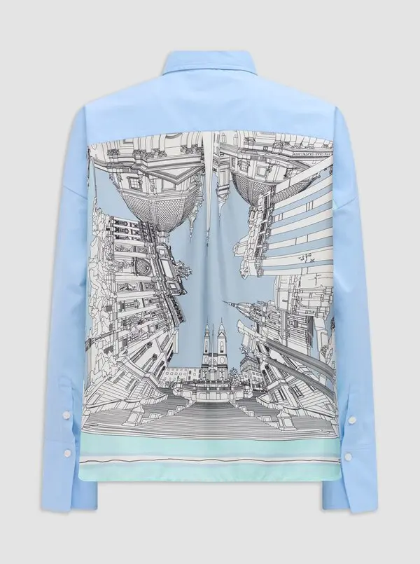 CALLAS MILANO Permanent Collection Sirene Shirt With Printed Back Panel - Turquoise