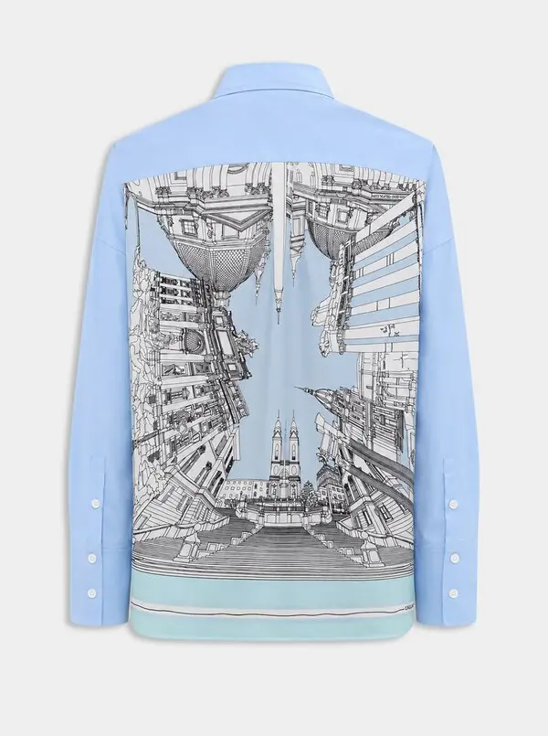 CALLAS MILANO Permanent Collection Sirene Shirt With Printed Back Panel - Turquoise