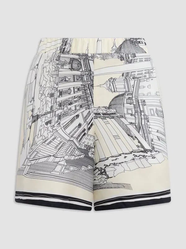 CALLAS MILANO Ps25 Juvia Rome Silk Print Shorts - White