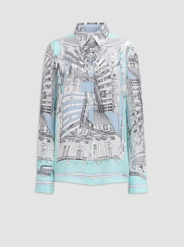 CALLAS MILANO Ps25 Cameron Rome Silk Twill Shirt - Turquoise
