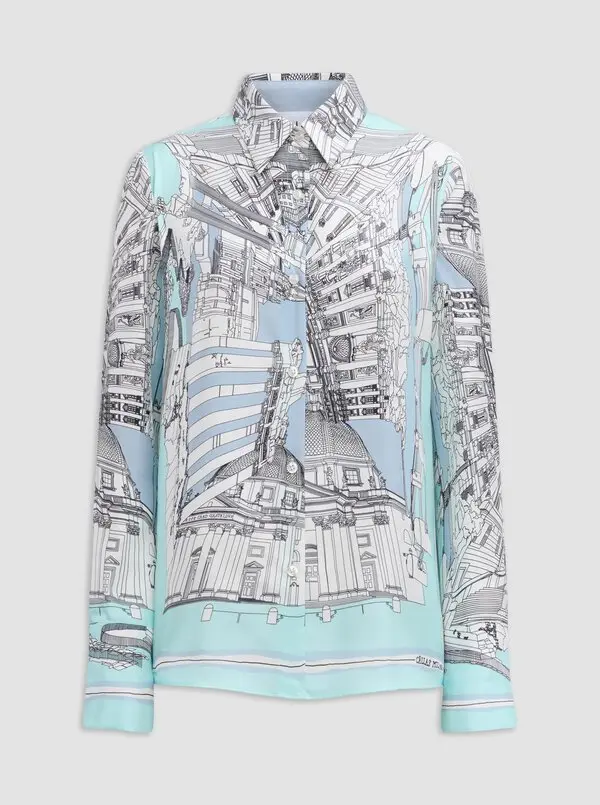 CALLAS MILANO Ps25 Cameron Rome Silk Twill Shirt - Turquoise
