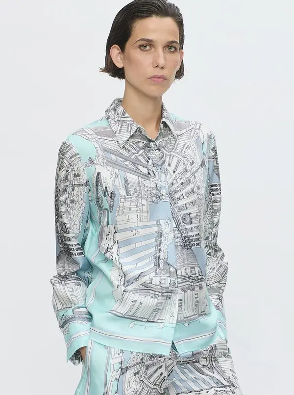 CALLAS MILANO Ps25 Cameron Rome Silk Twill Shirt - Turquoise