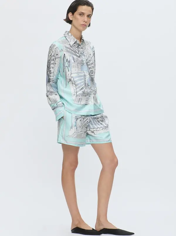 CALLAS MILANO Ps25 Cameron Rome Silk Twill Shirt - Turquoise