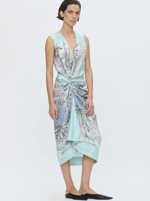 CALLAS MILANO Ps25 Agnes Print Silk Dress - Turquoise