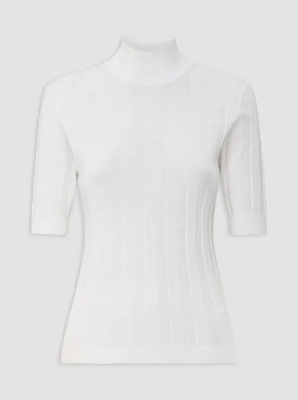 CALLAS MILANO Permanent Collection Jordyn Ribbed Mock Neck Sweater - White