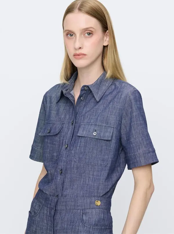 CALLAS MILANO Permanent Collection Vesper Denim Shirt - Navy