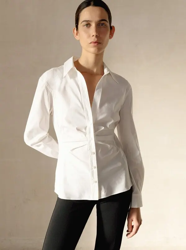 CALLAS MILANO Permanent Collection Savile Stretch Poplin Shirt - White