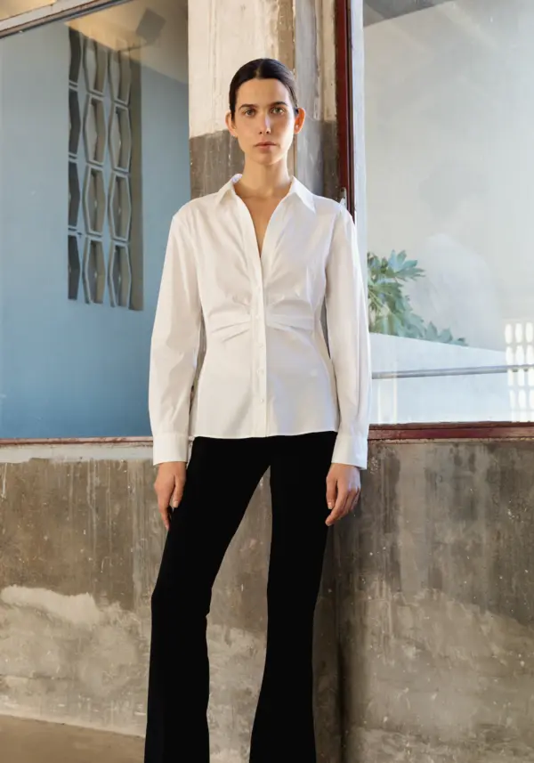 CALLAS MILANO Permanent Collection Savile Stretch Poplin Shirt - White