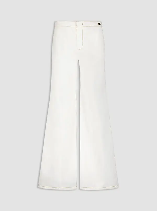 CALLAS MILANO Permanent Collection Jane Organic Light Twill Flare Leg Trousers - White