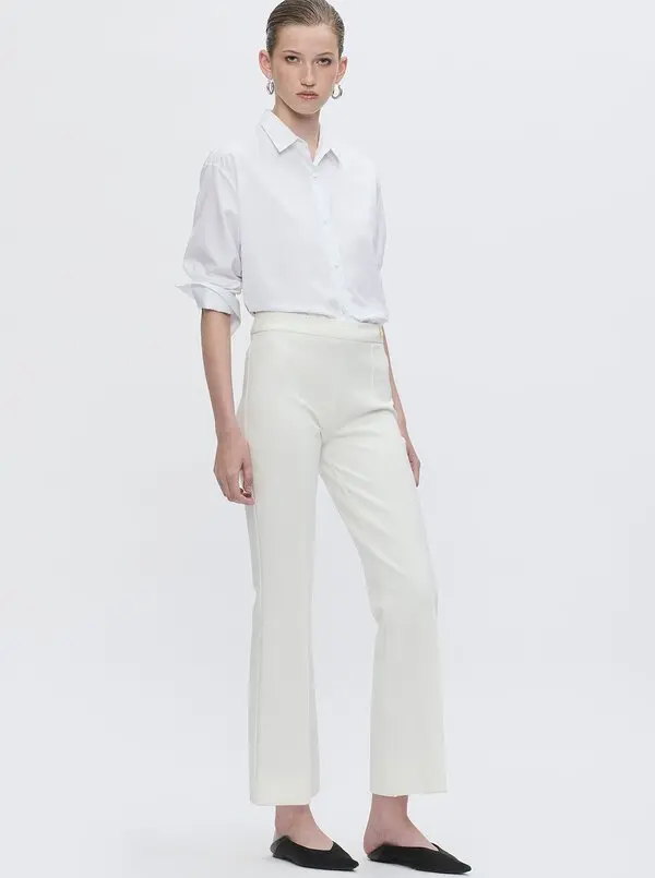 CALLAS MILANO Permanent Collection Lola Jersey Crop Flare Trousers - White