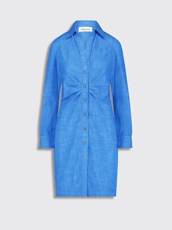 Permanent Collection Odette Stretch Denim Shirtdress Blue