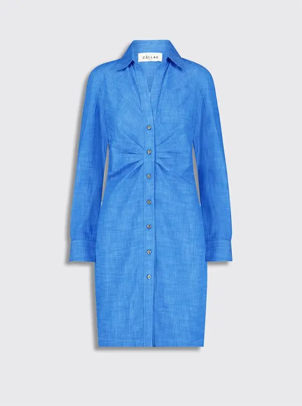 CALLAS MILANO Permanent Collection Odette Stretch Denim Shirtdress - Indigo