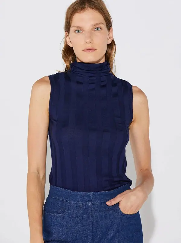 CALLAS MILANO Permanent Collection Sleeveless Turtleneck - Navy