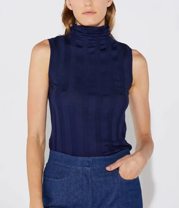 CALLAS MILANO Permanent Collection Sleeveless Turtleneck - Navy