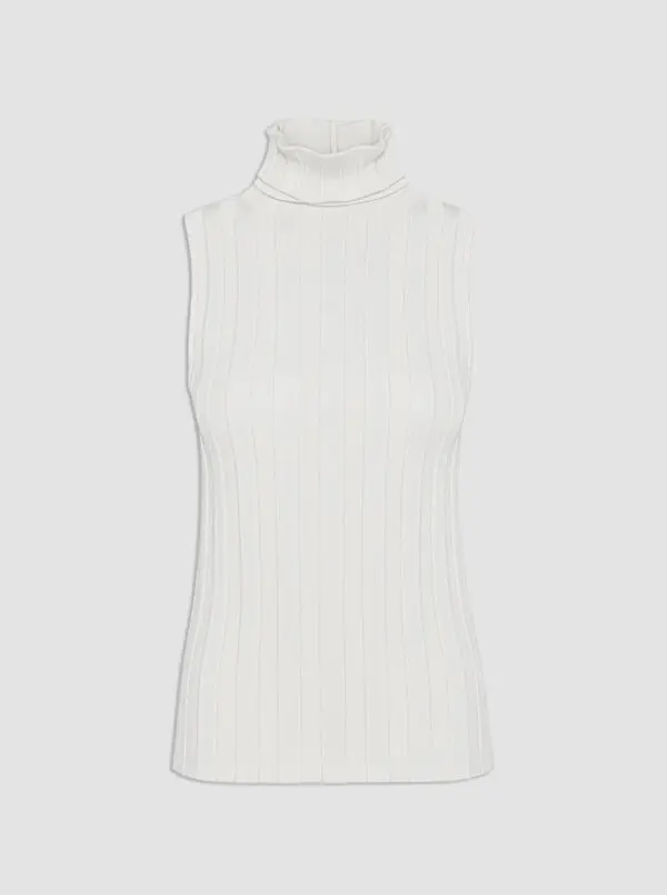 CALLAS MILANO Permanent Collection Romy Sleeveless Turtleneck Knit Top - Ivory