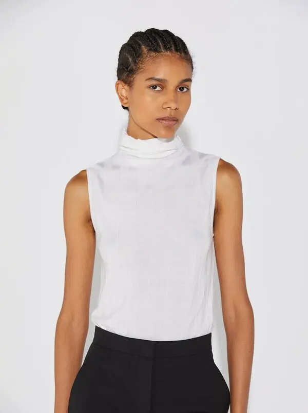 CALLAS MILANO Permanent Collection Romy Sleeveless Turtleneck Knit Top - Ivory