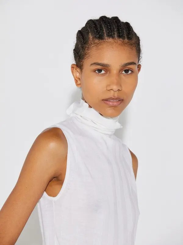 CALLAS MILANO Permanent Collection Romy Sleeveless Turtleneck Knit Top - Ivory