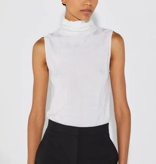 CALLAS MILANO Permanent Collection Romy Sleeveless Turtleneck Knit Top - Ivory